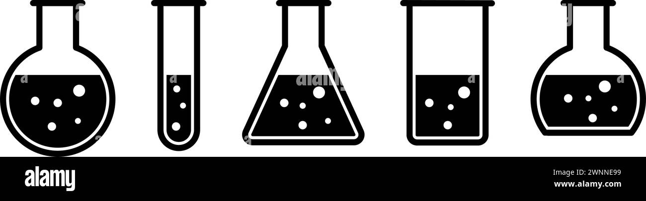 Lab flasks test icon set Stock Vector Image & Art - Alamy