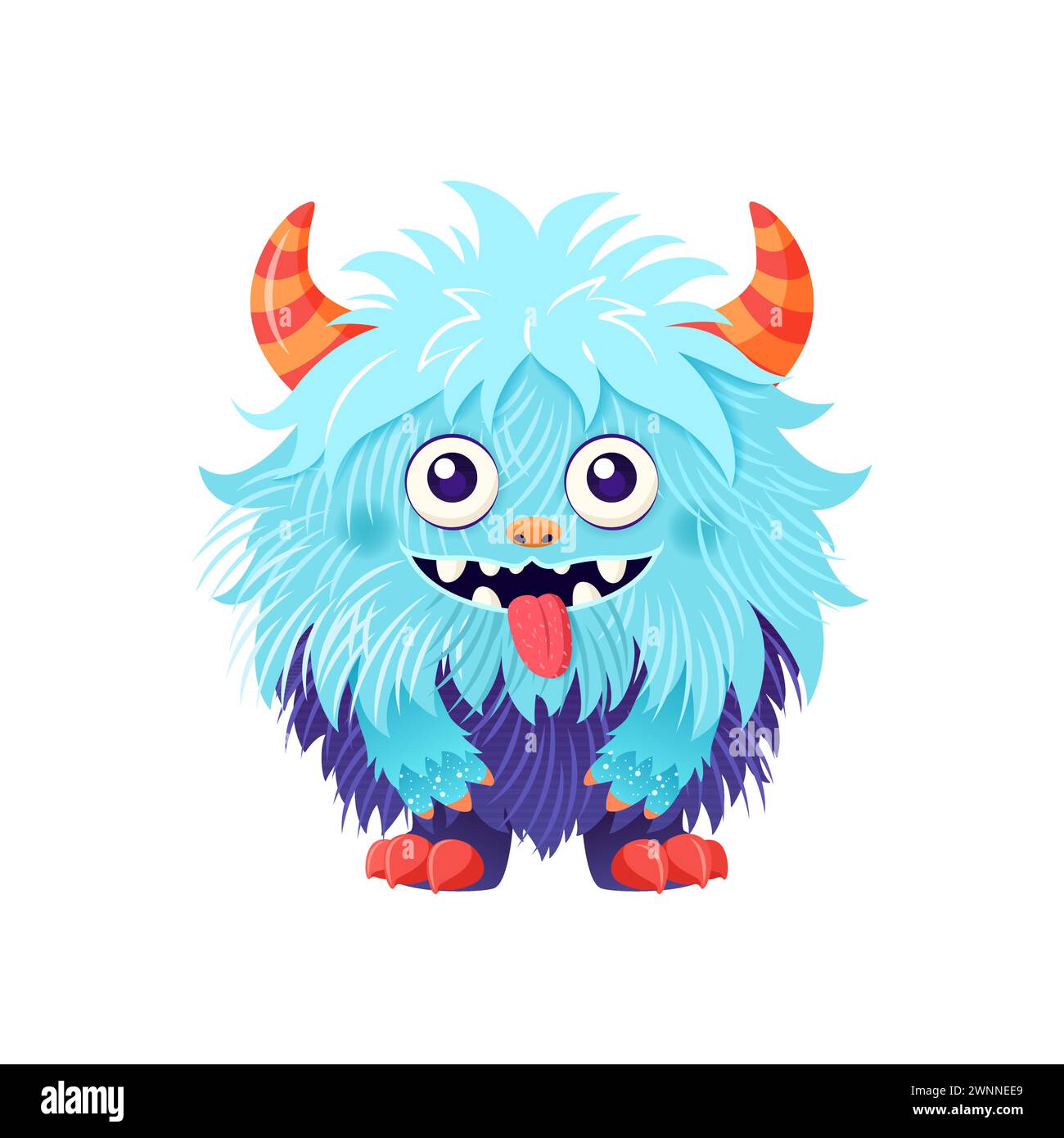 Cute cartoon fluffy monster. Vector clip art Stock Vector Image & Art ...