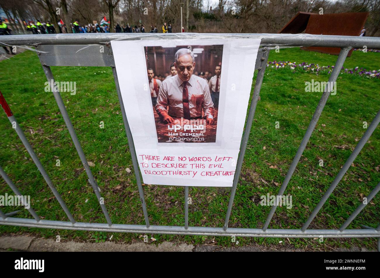 A poster seen attached to a police fence during the ‘HANDS OFF RAFAH ...