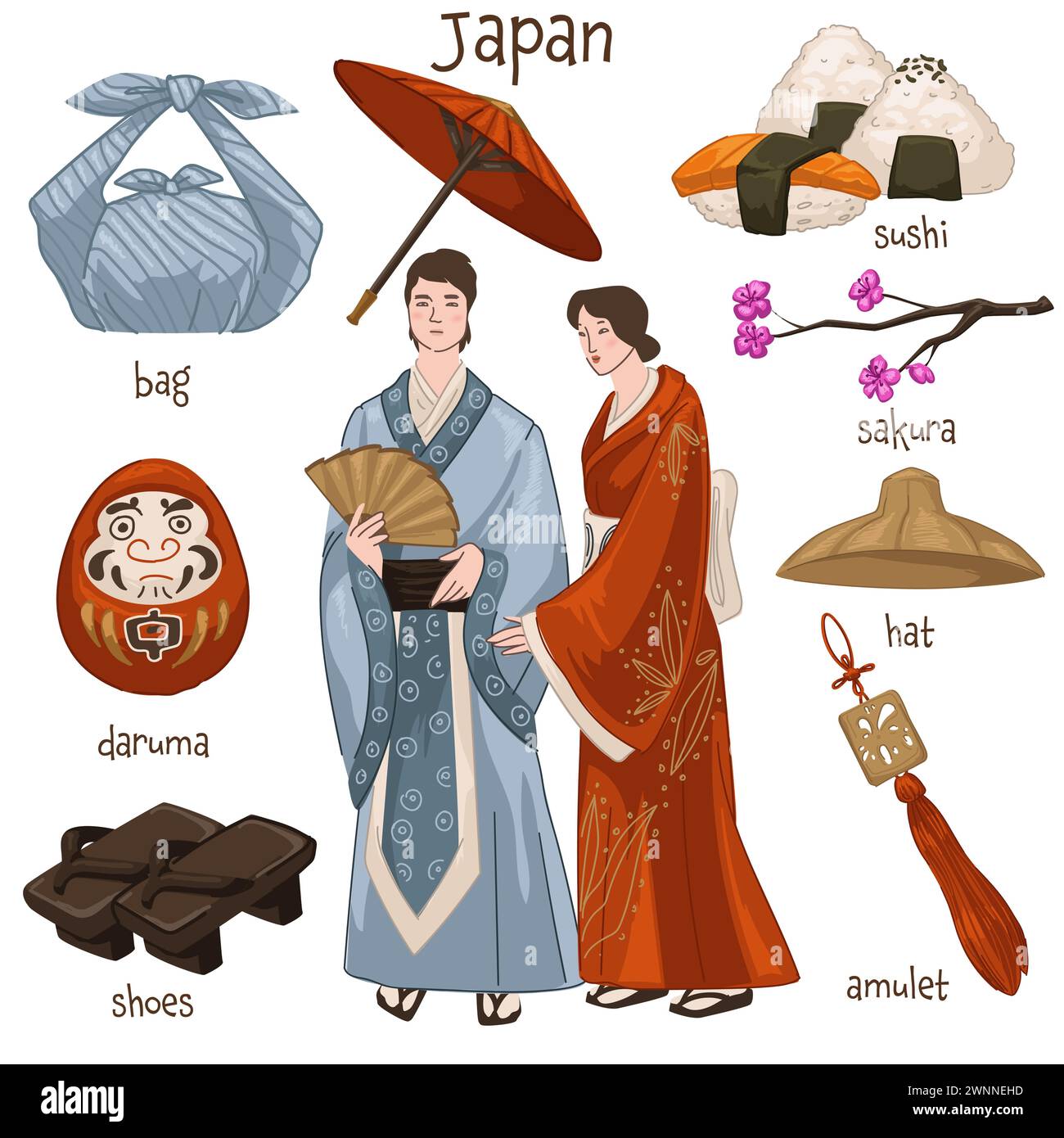 Japanese people, customs and traditions vector Stock Vector Image & Art ...