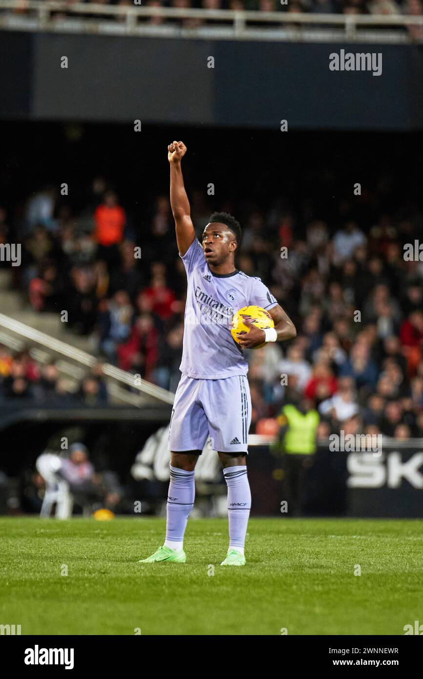 VALENCIA, SPAIN - MARCH 2: Vinicius Junior Left Winger of Real Madrid ...