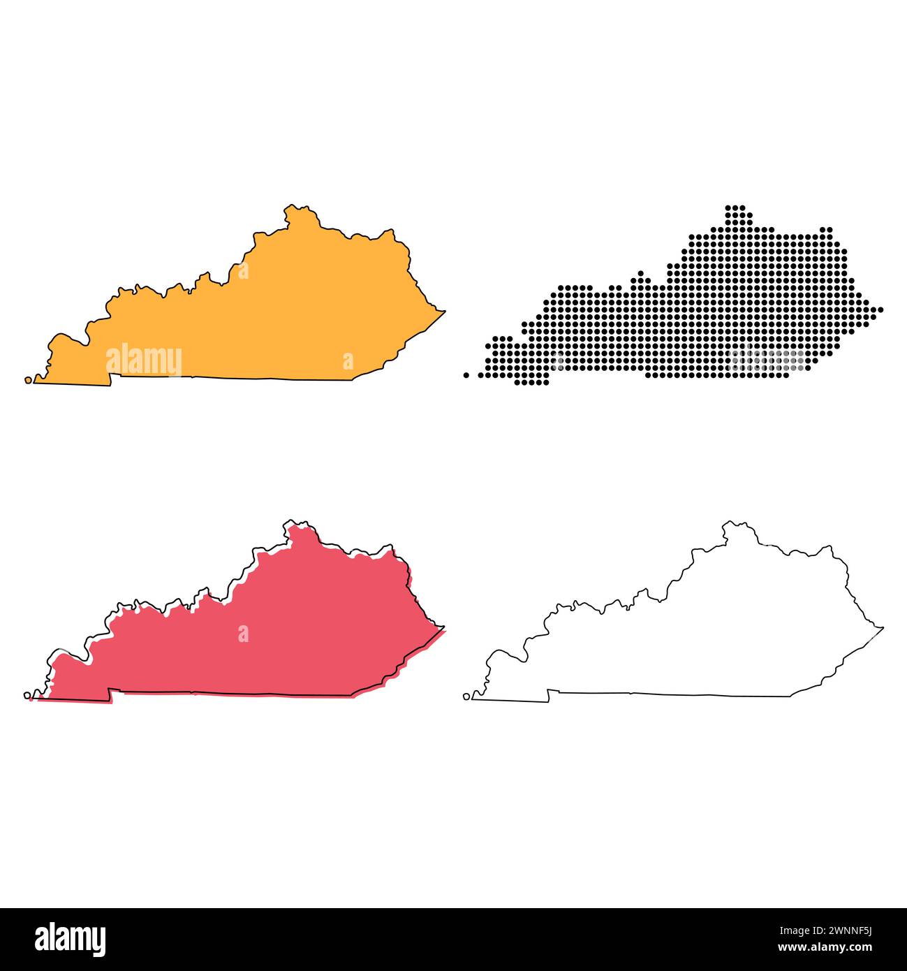 Set of Kentucky map, united states of america. Flat concept icon vector ...