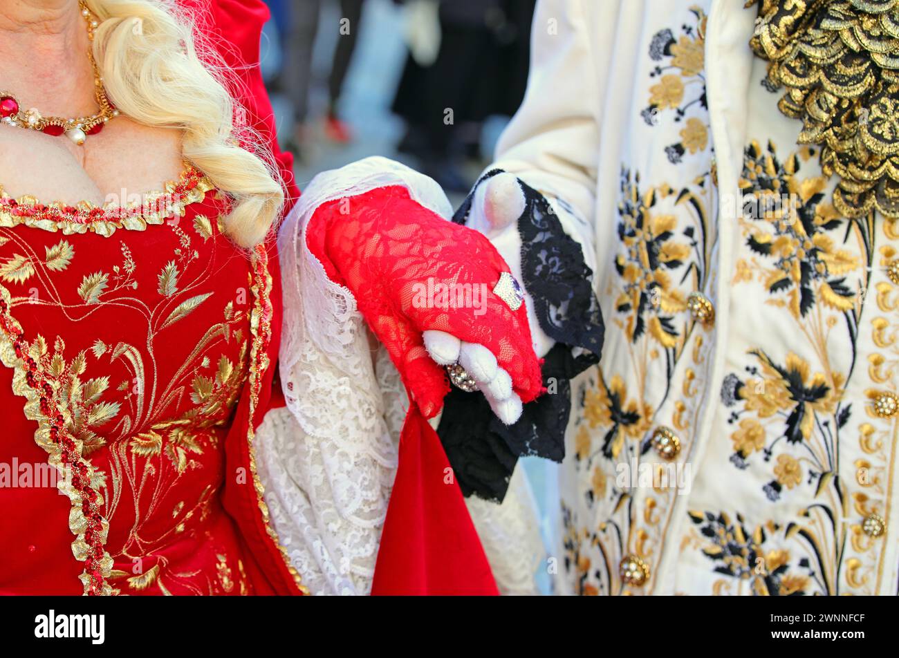 Pair of Noble Lovers Holding Hands in Ancient and Luxurious ...