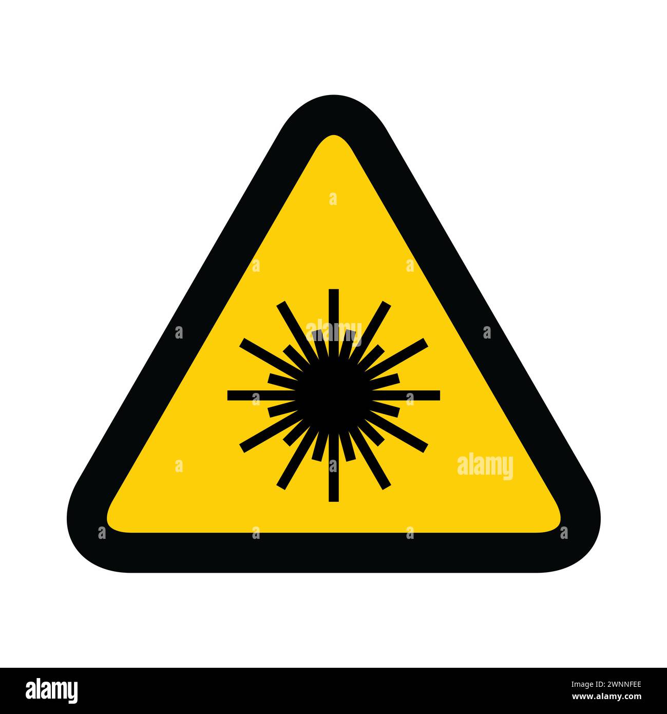 Laser radiation danger label icon, safety protection information symbol ...