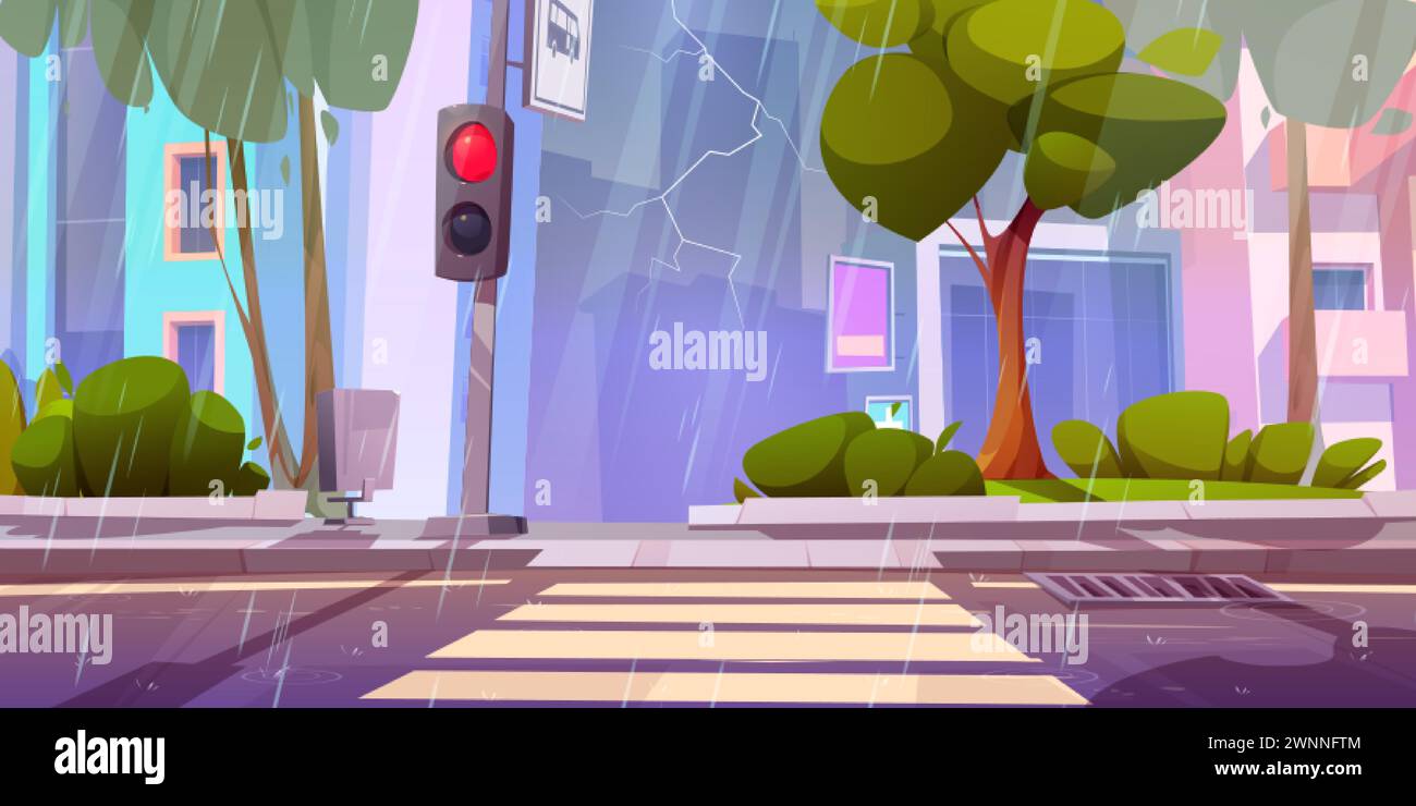 Wet street sidewalk Stock Vector Images - Alamy