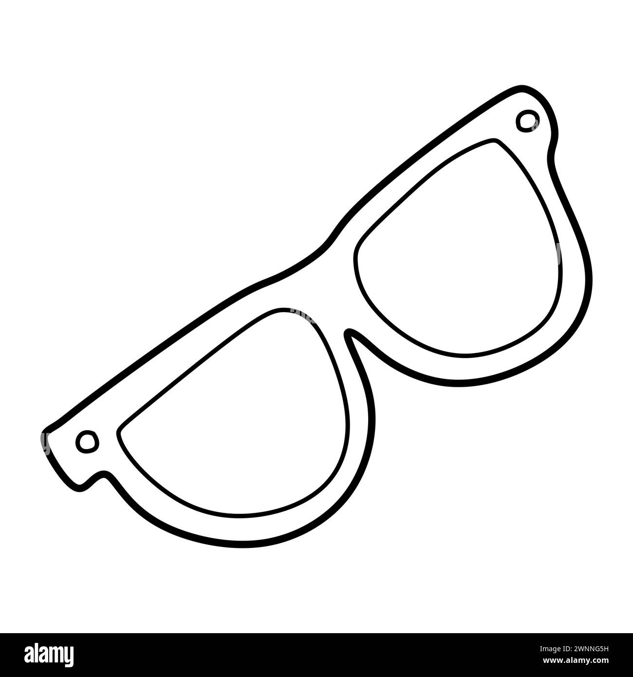 Doodle Line Drawing of Old Retro Glasses Vector Linear Logo Identity ...