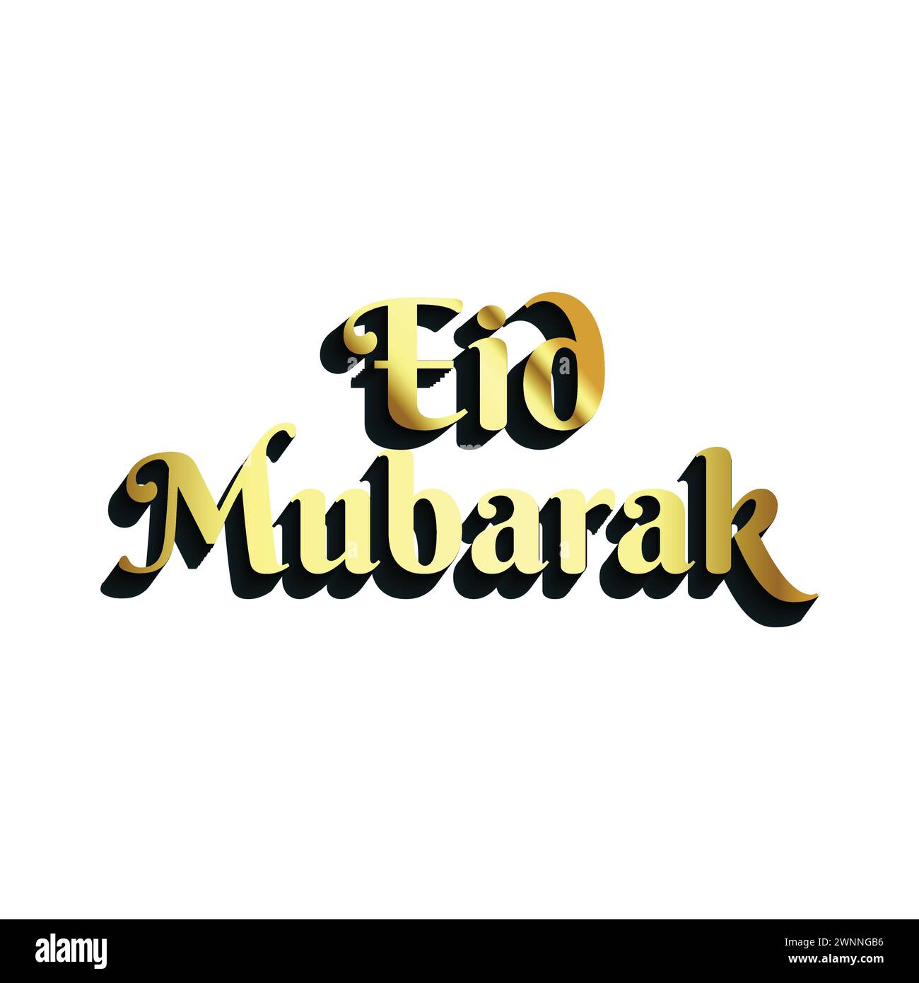 Golden eid mubarak 3d text.Isolated Eid Mubarak typography Stock Vector ...