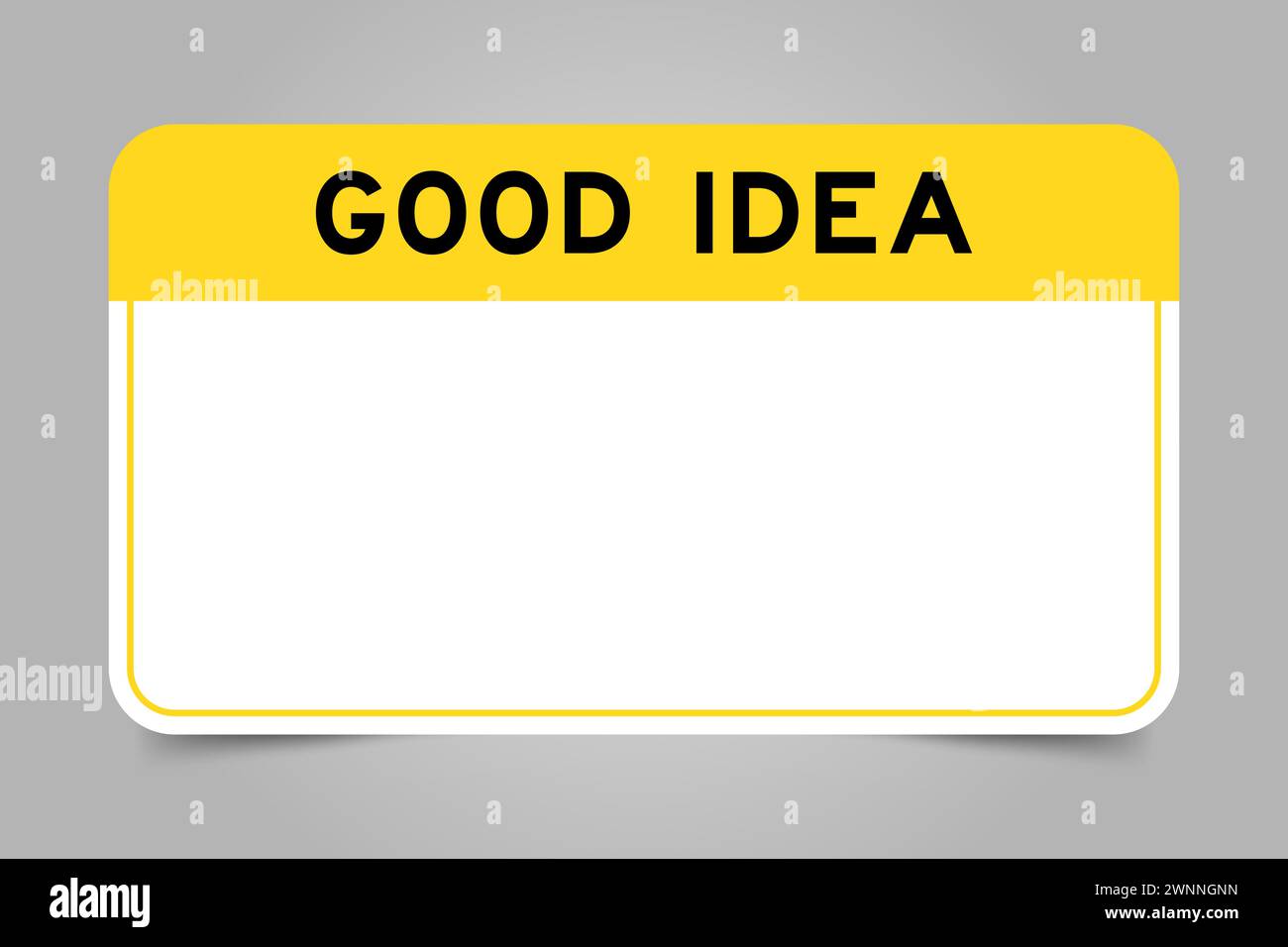 Label banner that have yellow headline with word good idea and white ...