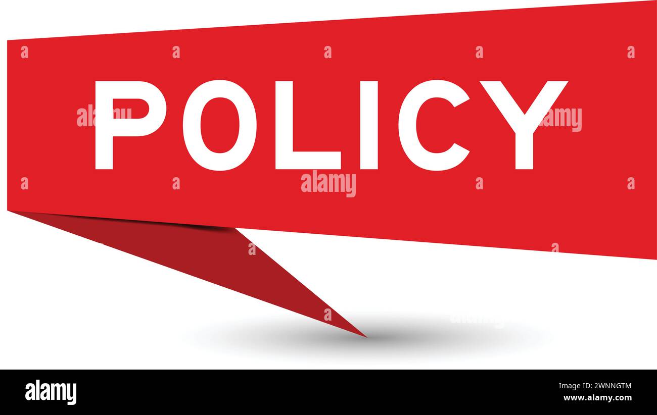 Red color speech banner with word policy on white background Stock ...