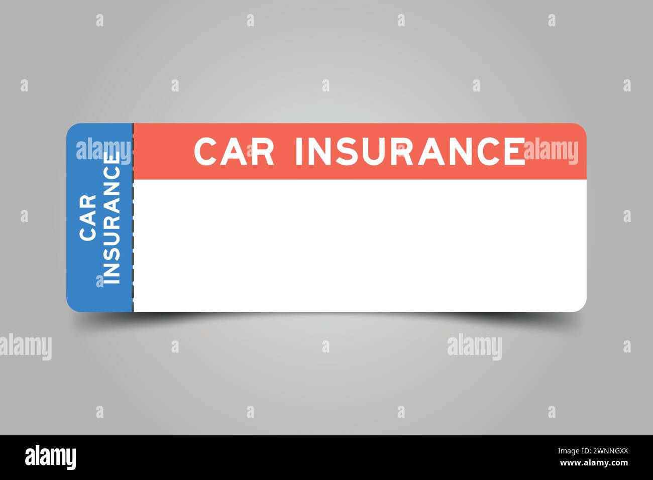 Blue and orange color ticket with word car insurance and white copy ...