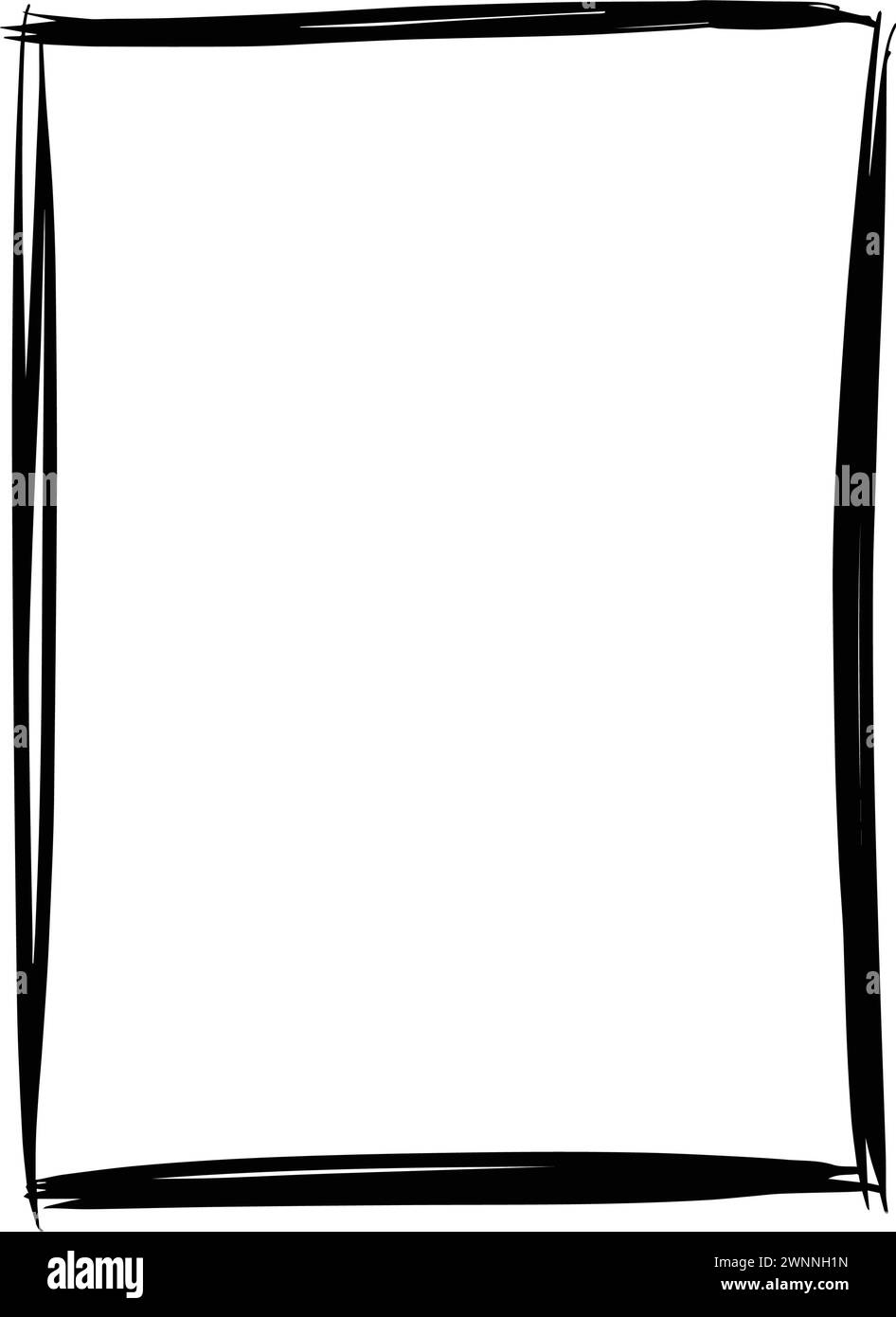 Frame border element, brush stroke grunge shape icon, vertical ...