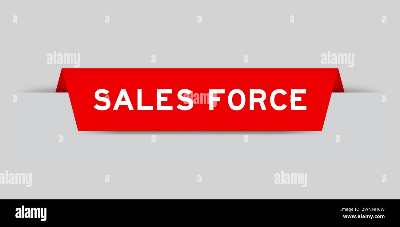 Red color inserted label with word sales force on gray background Stock ...