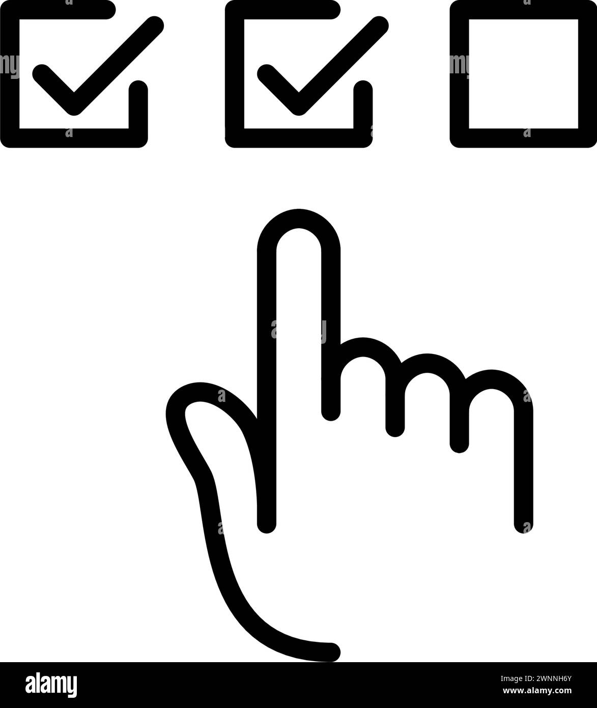 Tapping at checkbox with a finger. Ticking off boxes. Success ...