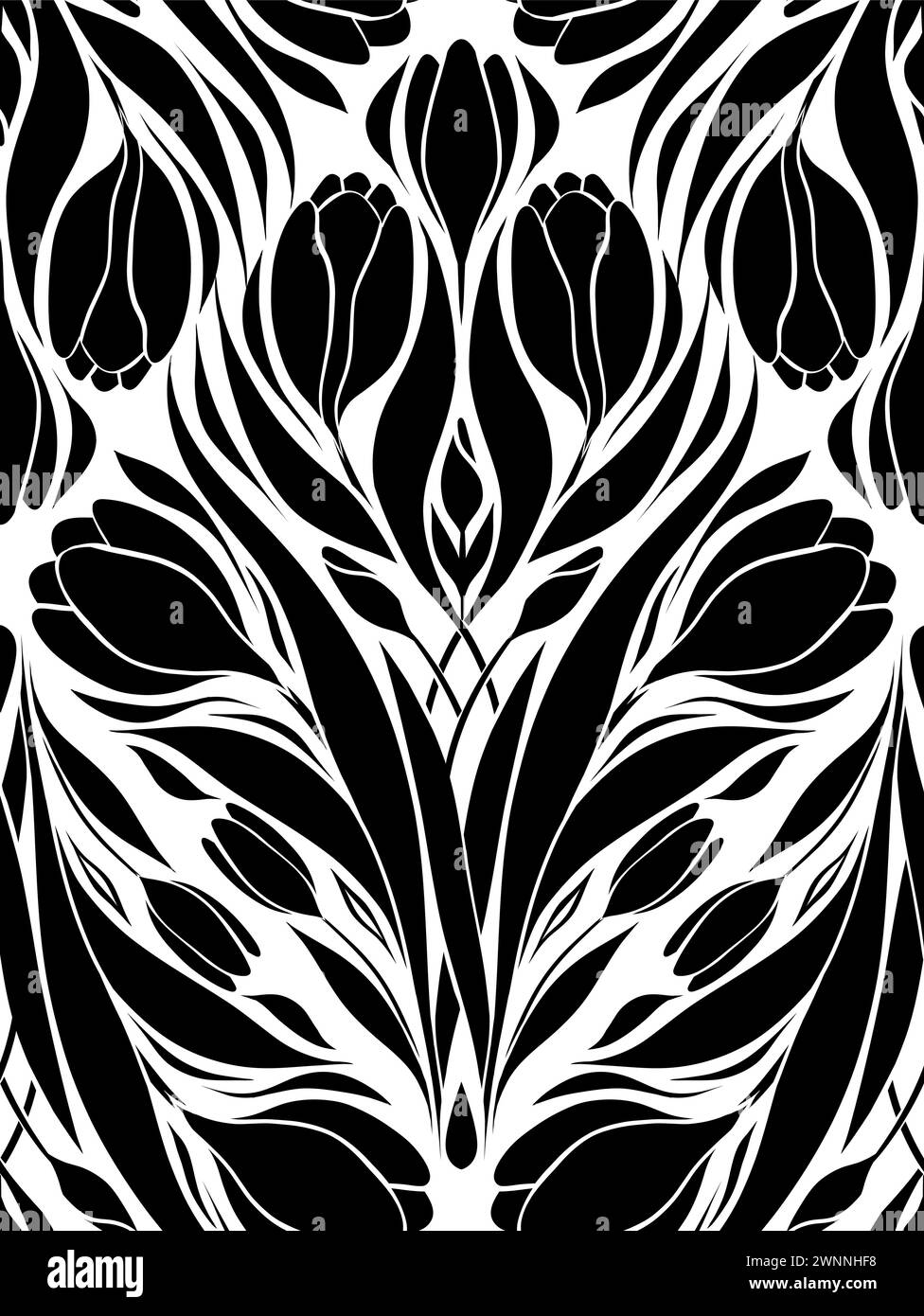 Vector seamless pattern with monochrome geometric crocuses. Surface ...