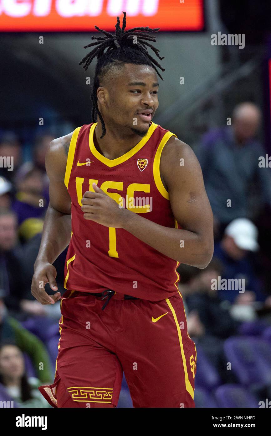 Southern California guard Isaiah Collier (1) runs down the court after ...