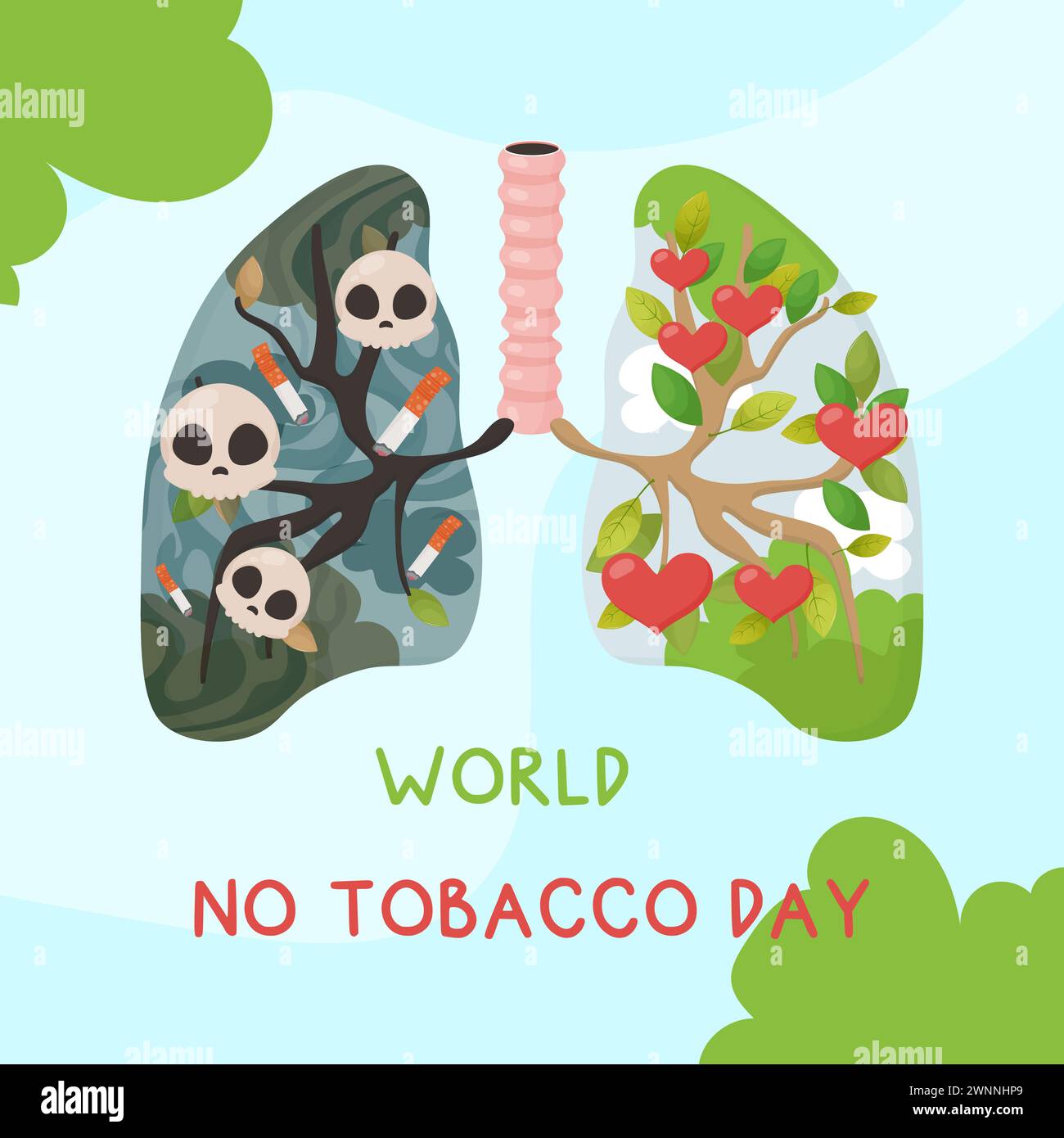 World tobacco free day, smoker's lungs, postcard, poster. Vector ...