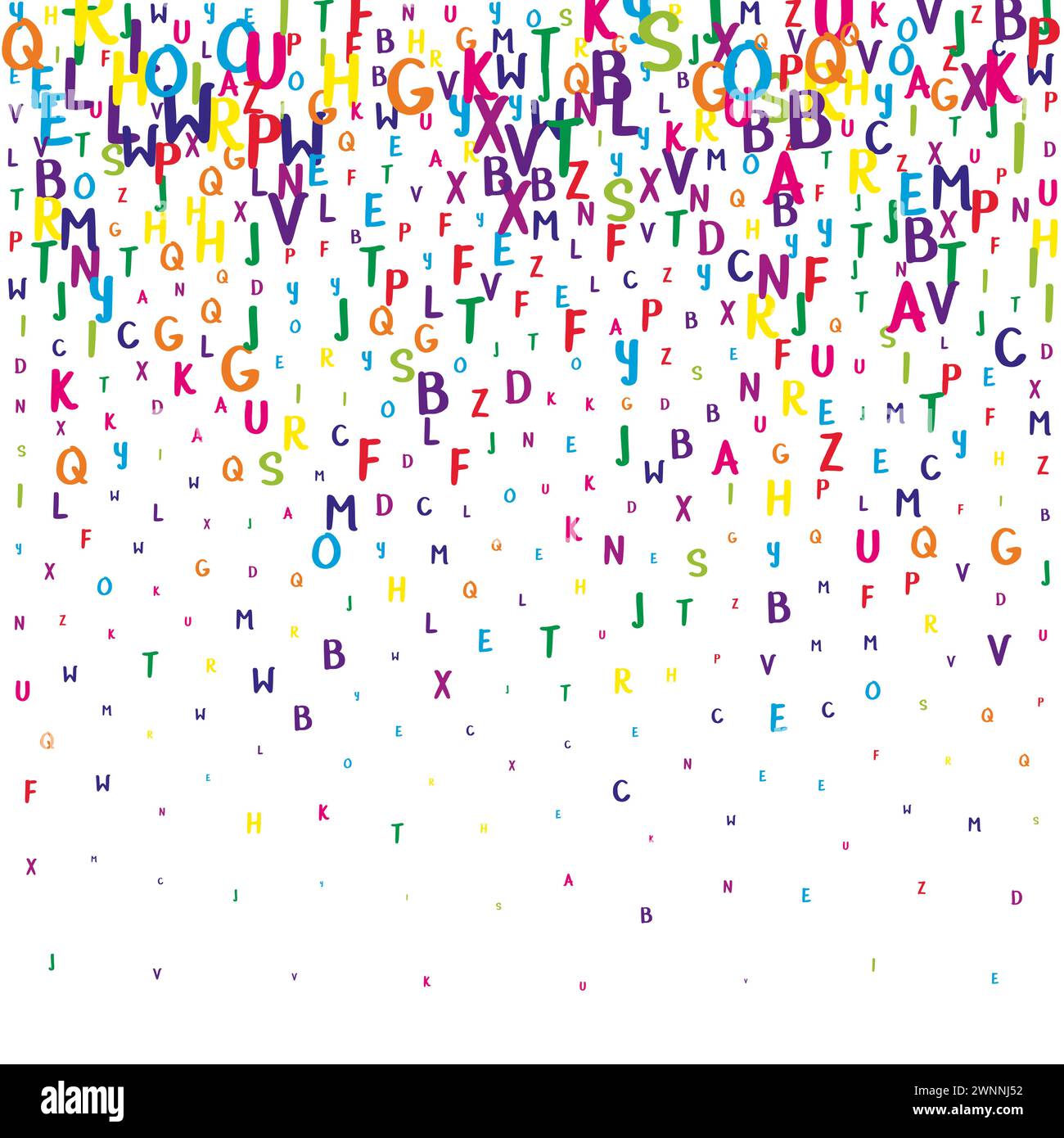 Concept of school background. Colorful childish falling letters of ...