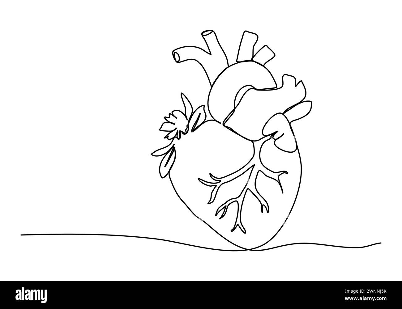 Heart, one line drawing vector illustration Stock Vector Image & Art ...