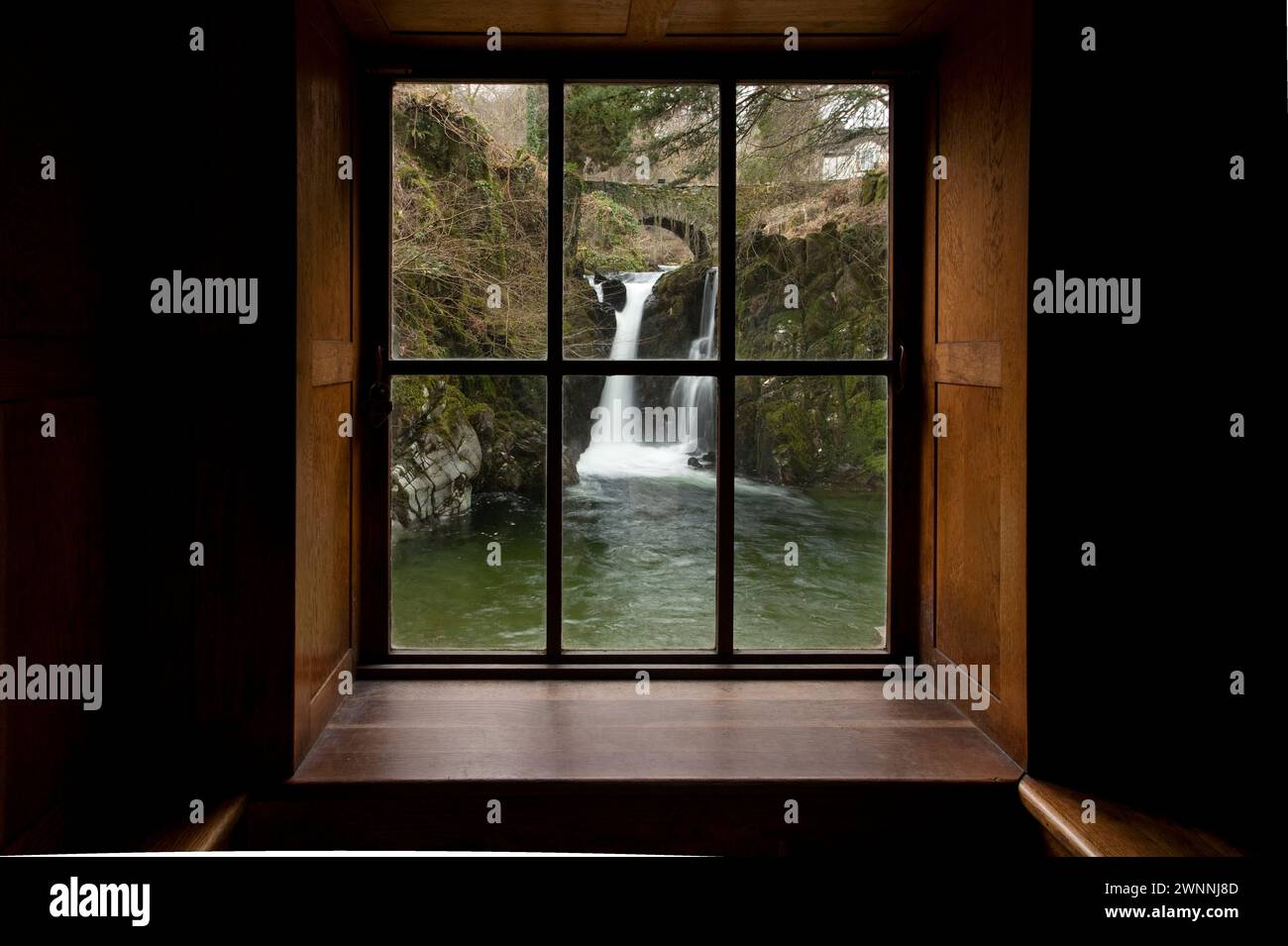 Rydal Falls seen from The Grot at Rydal Hall, Lake District, UK Stock ...