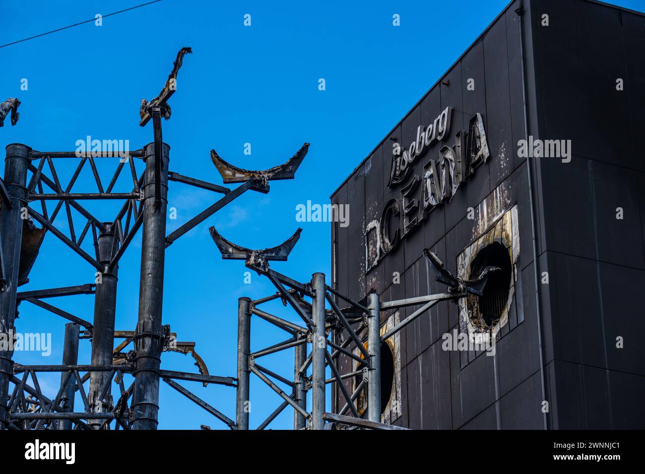 Gothenburg, Sweden - February 24 2024: Remains of Liseberg Oceana water ...