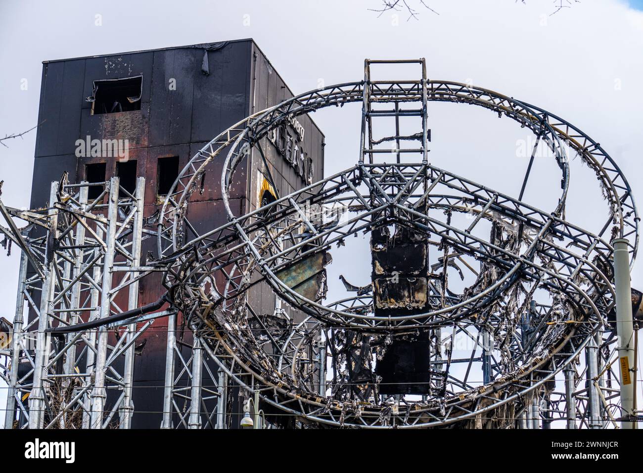 Gothenburg, Sweden - February 24 2024: Remains of Liseberg Oceana water ...