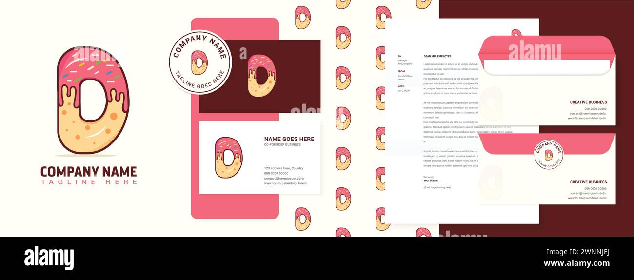 Letter D mascot illustration and logo design for donut shop and bakery ...