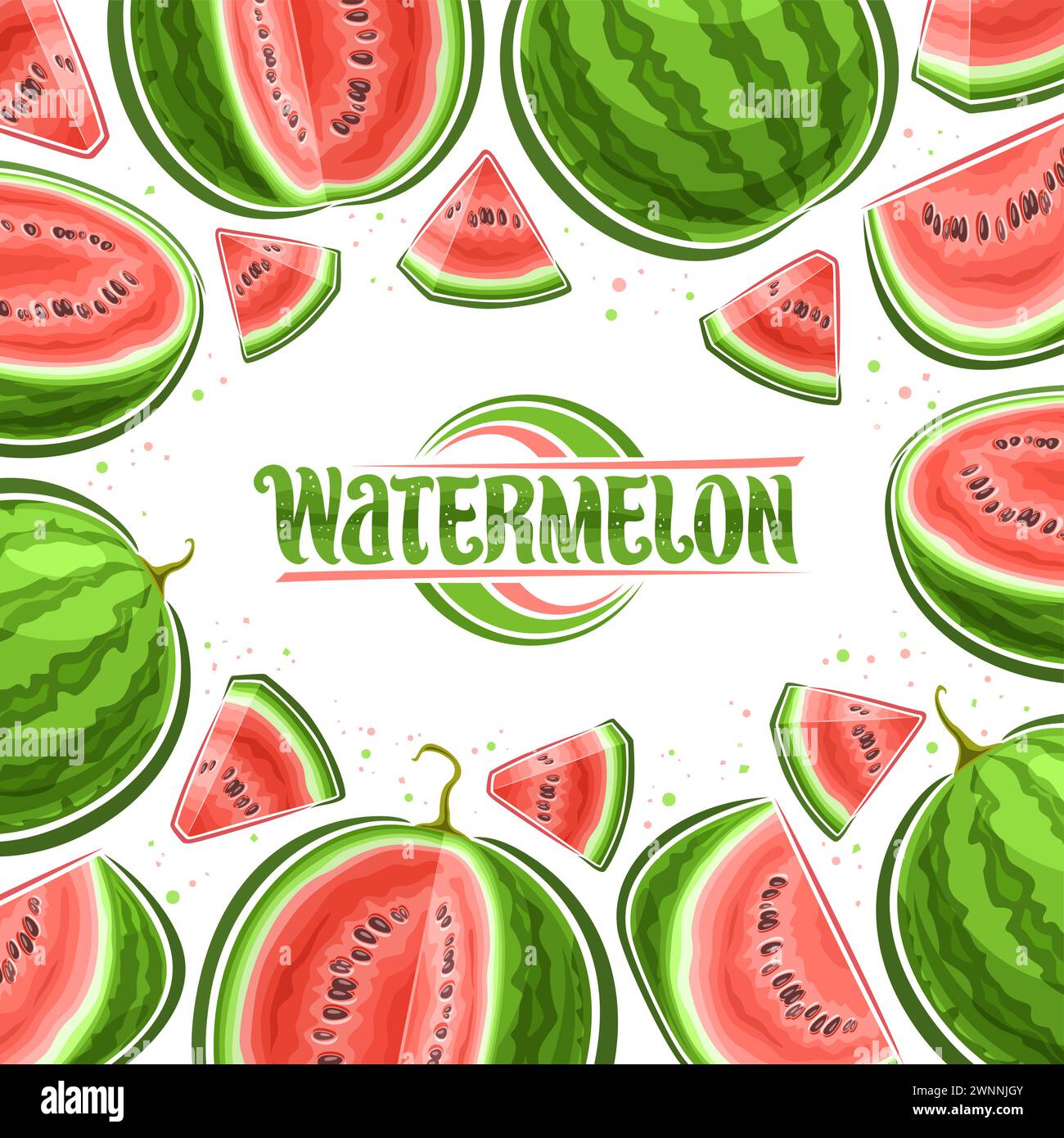 Vector illustration of Watermelons with copy space for ad text ...