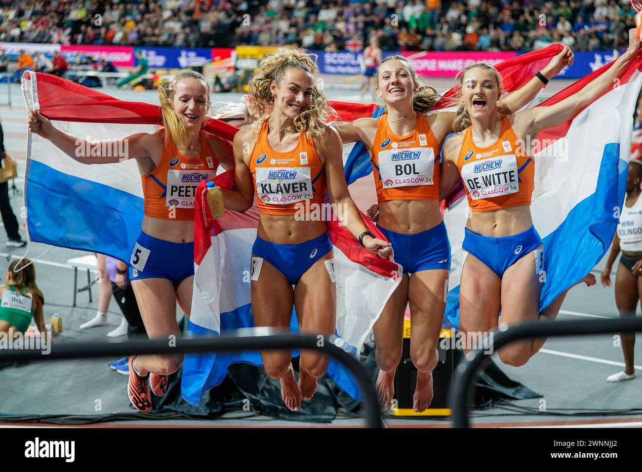 Glasgow, Scotland 20240303.The Dutch team celebrates gold in the women ...