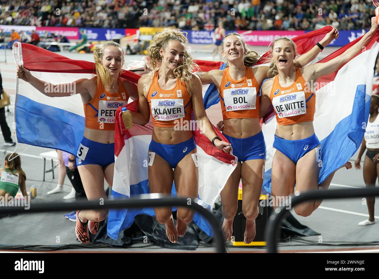 Glasgow, Scotland 20240303.The Dutch team celebrates gold in the women ...