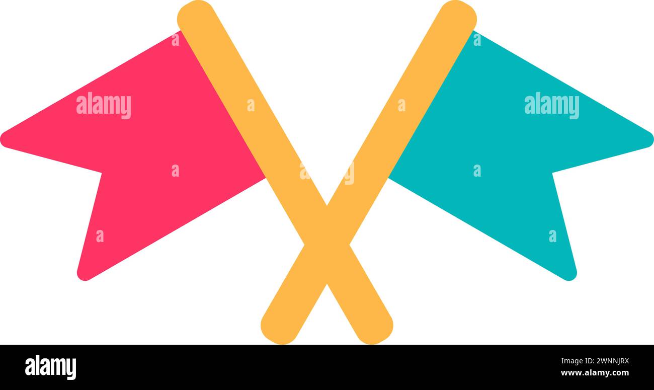 Crossed paper Party flags, birthday symbol. Simple style of festive ...