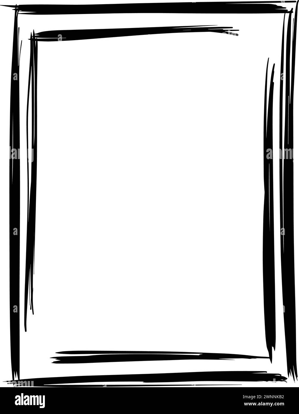 Frame border element, brush stroke grunge shape icon, vertical ...