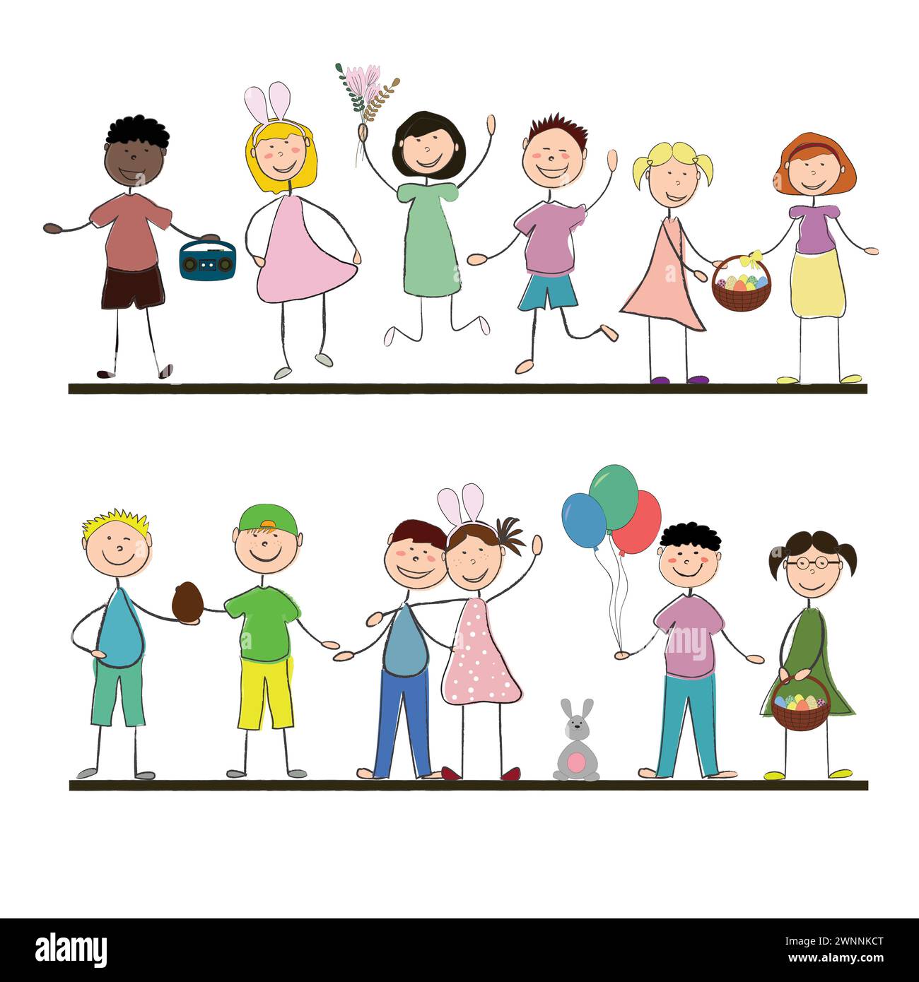Easter egg hunt child girl Stock Vector Images - Alamy