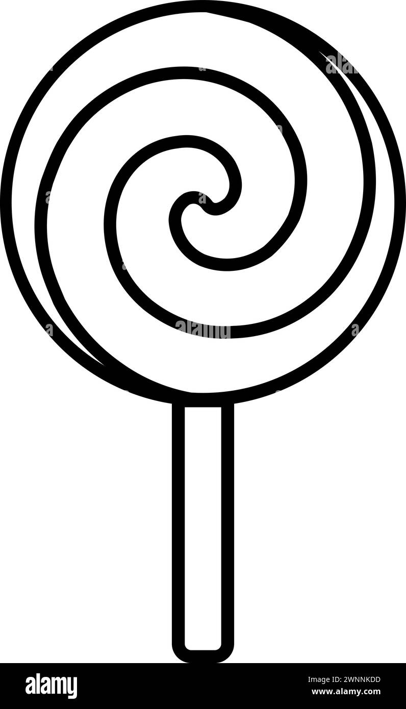 Spiral candy lollipop, birthday party symbol. Outline of festive spiral ...