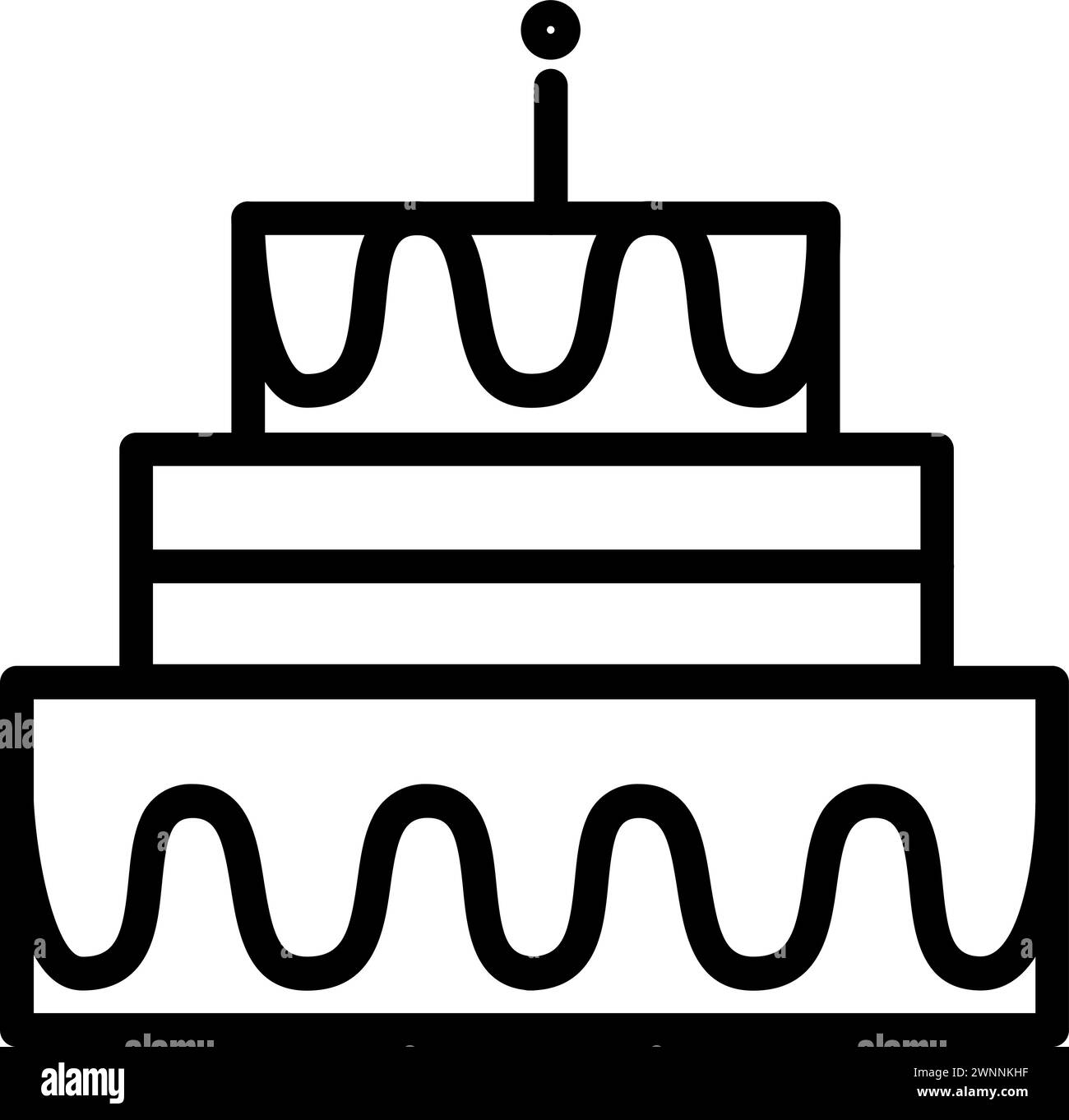 Tall multi tiered cake, birthday party symbol. Outline of festive ...