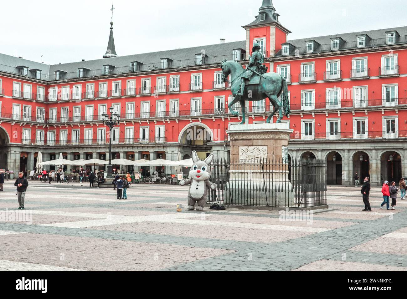 Madrid, Spain, 27 February 2024 People walking through Plaza Mayor in ...