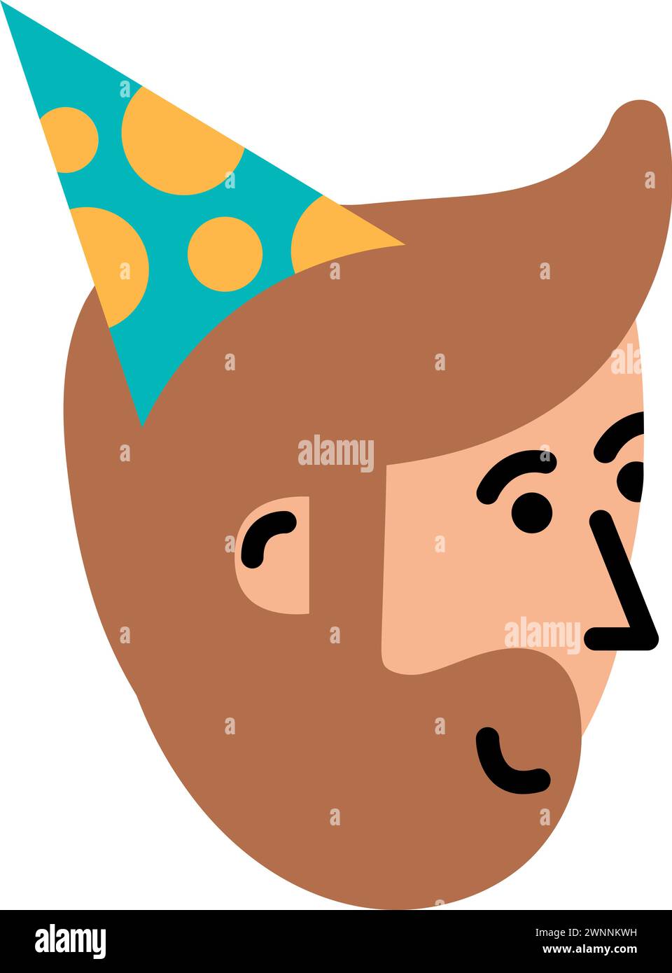 Party Profile of dad face in festive cap on head, birthday symbol ...