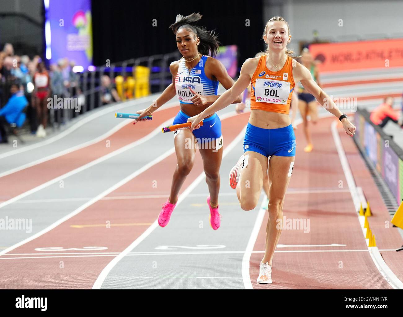 Netherlands' Femke Bol celebrates gold in the Women's 4x400m Relay ...