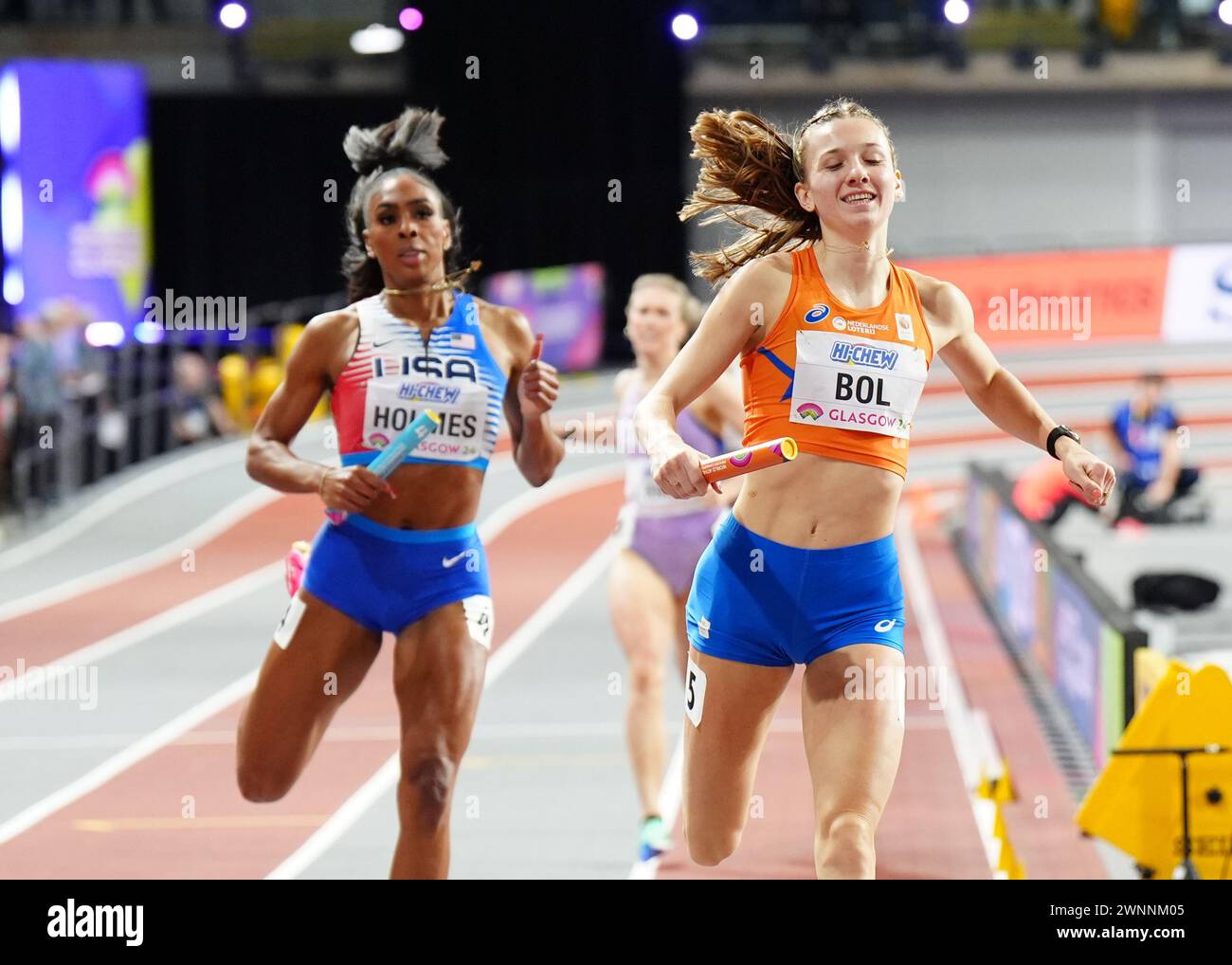 Netherlands' Femke Bol celebrates gold in the Women's 4x400m Relay ...