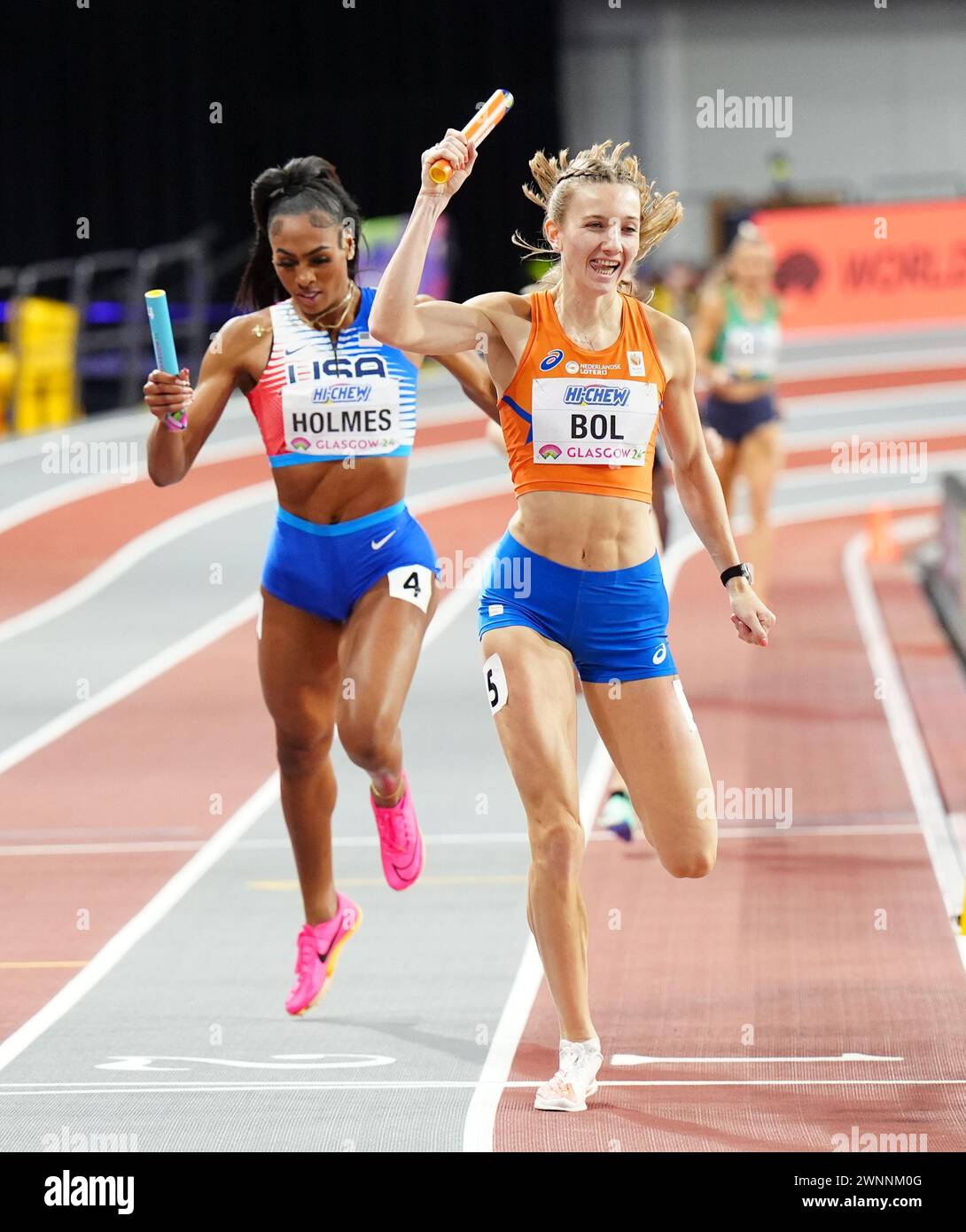 Netherlands' Femke Bol celebrates gold in the Women's 4x400m Relay ...