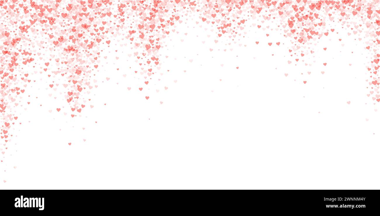 Heart confetti valentine overlay. Red hearts scattered on white ...