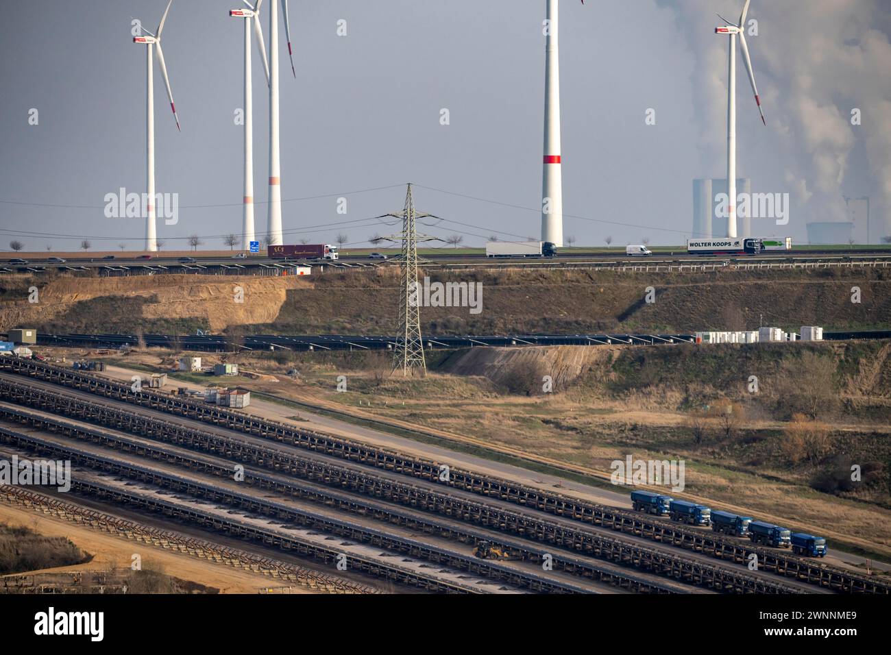Garzweiler opencast lignite mine, conveyor belt collection point, where ...