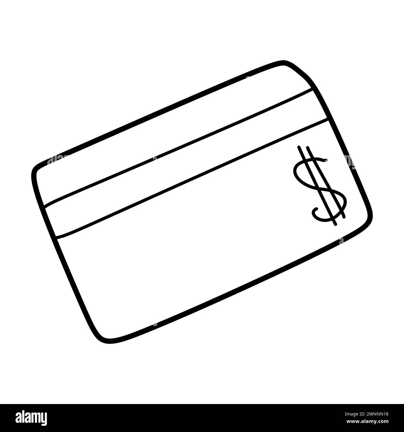 Credit Card Doodle icon with Dollar Sign. Hand drawn Vector Line art ...