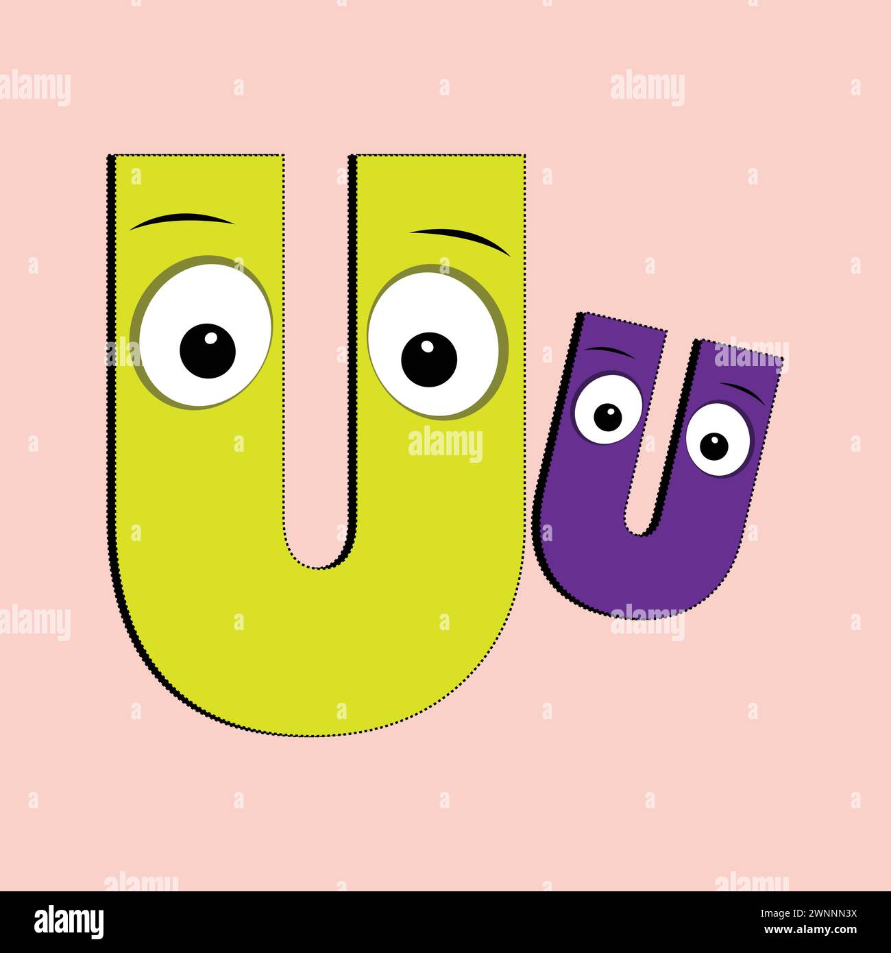 Alphabet fullcolor with eyes cartoon character. Cute abc design for ...