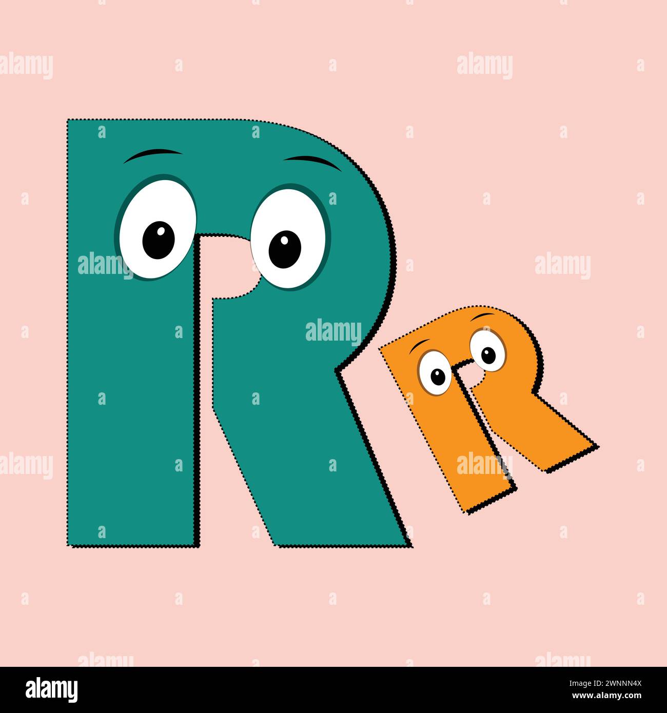 Alphabet fullcolor with eyes cartoon character. Cute abc design for ...