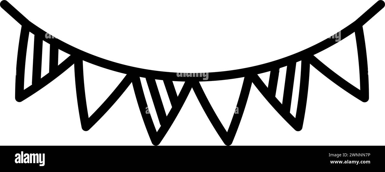 Garland on string of flags, birthday party symbol. Outline of festive ...