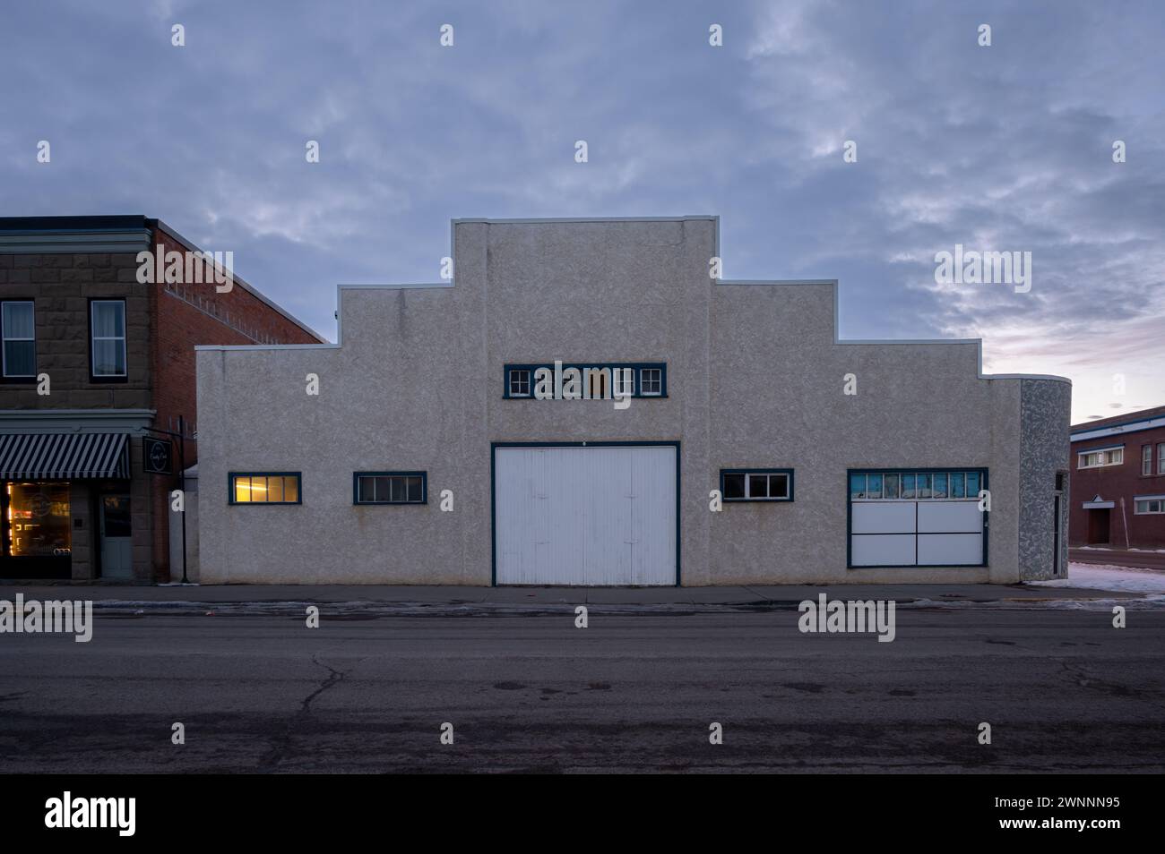 Fort MacLeod, Alberta - February 18, 2024: Buildings on the historic ...