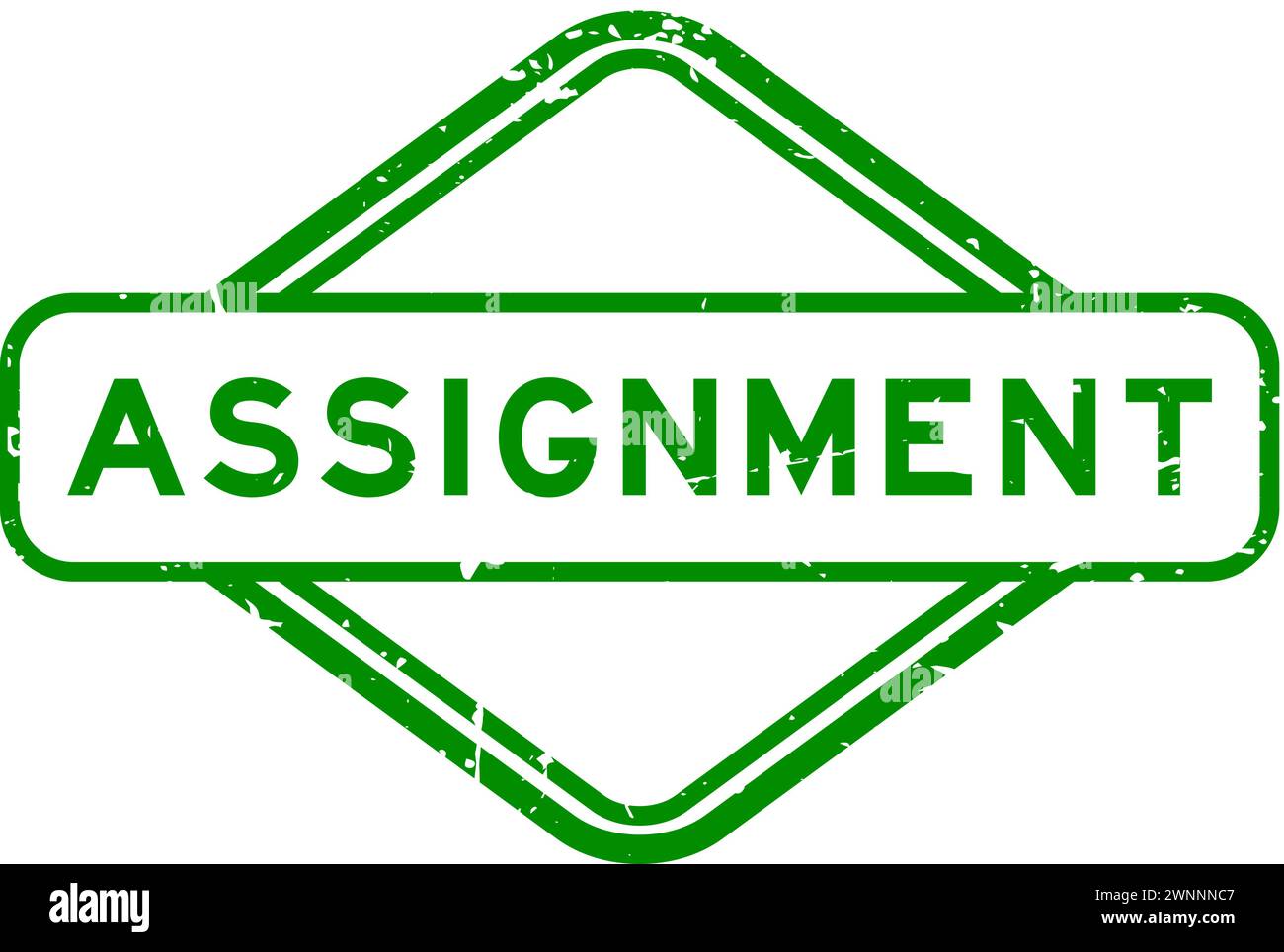 Grunge green assignment word rubber seal stamp on white background ...