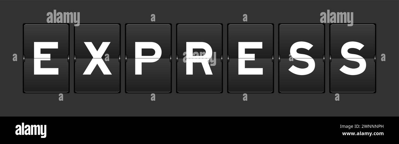 Black color analog flip board with word express on gray background ...
