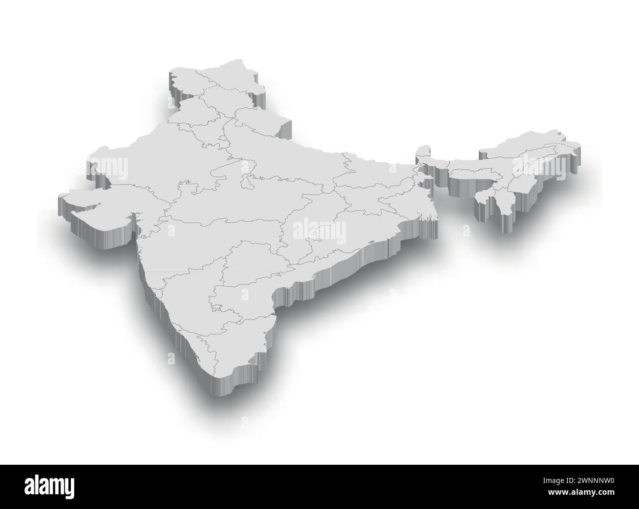 India map white Black and White Stock Photos & Images - Alamy