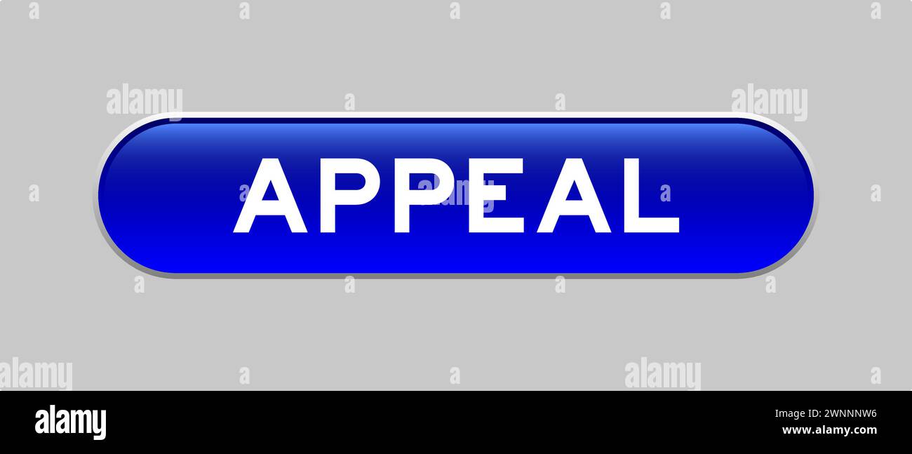 Blue color capsule shape button with word appeal on gray background ...